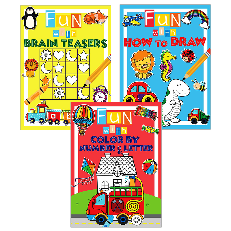 Learning is Fun. FUN WITH ACTIVITY SET OF 3 (BRAIN TEASERS, HOW TO DRAW ...